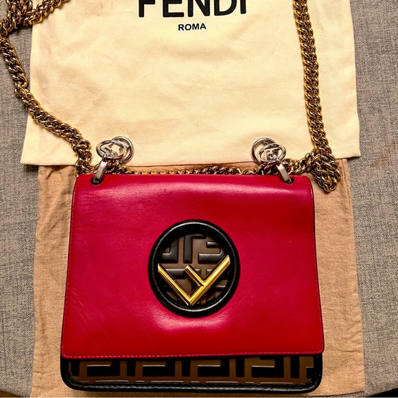Fendi | Bags | Fendi Small Zucca Nappa Ff Logo Red Kan Bag 0 Authentic ...